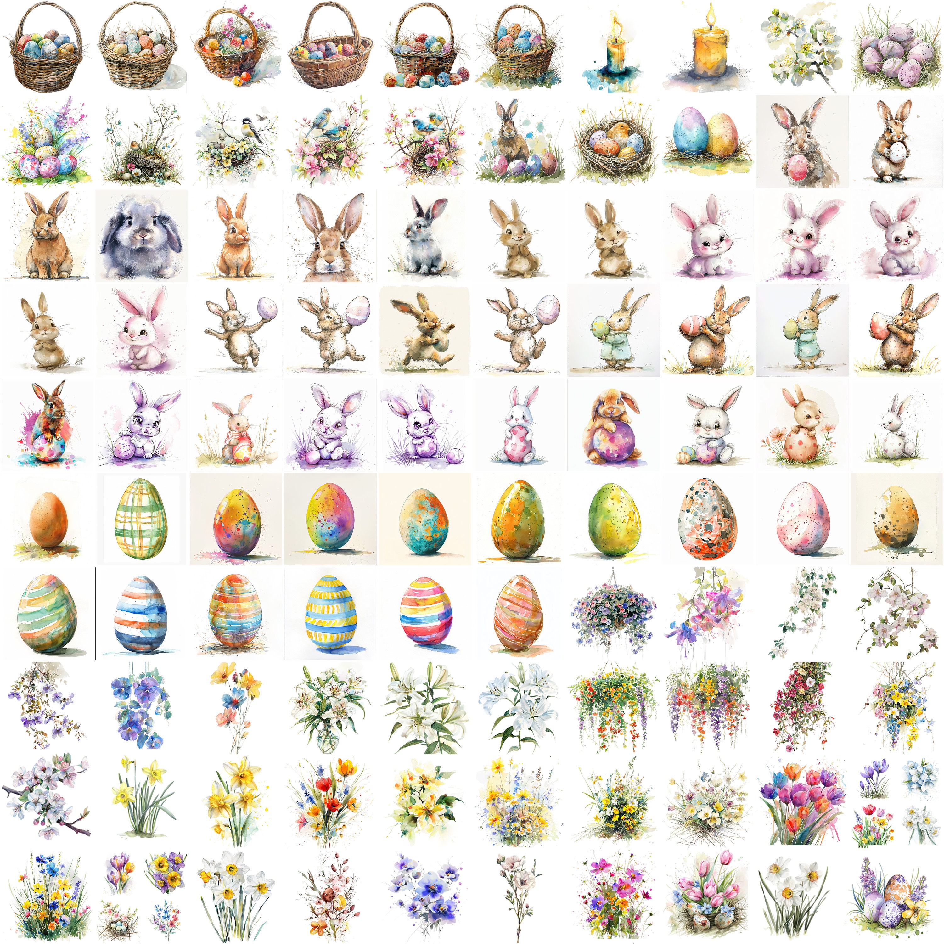100 HD Easter Clipart Collection: Vibrant Easter Eggs, Bunnies, and ...