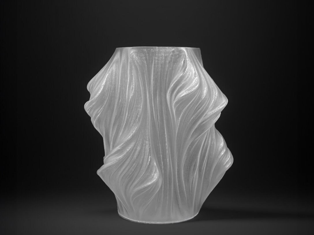 Minimalist 3D Printed Wavy Vase for Dried Flowers Handmade Organic ...