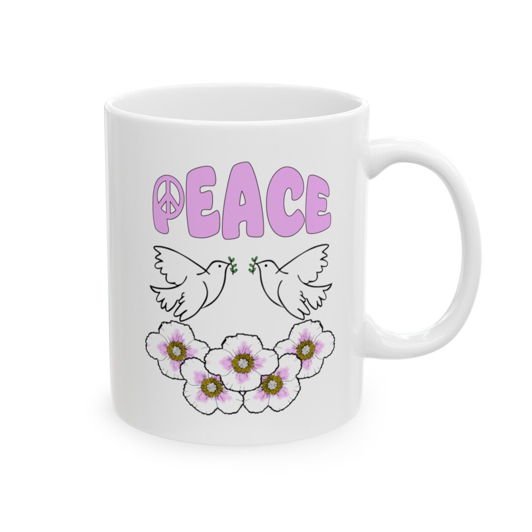 Retro Peace Doves Ceramic Mug: 11oz Coffee or Tea - Etsy