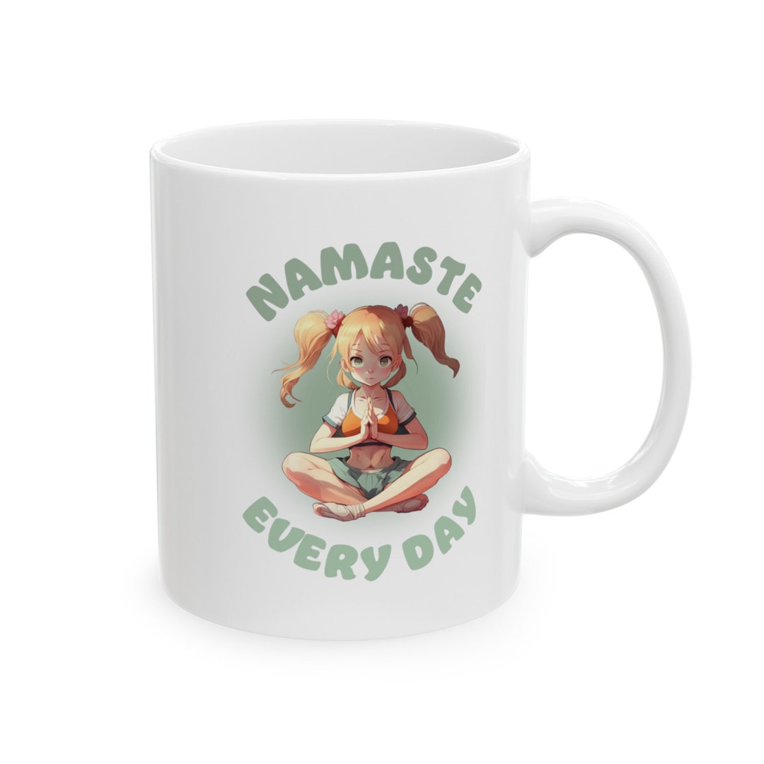 Namaste Everyday White Ceramic Mug, 11oz, Yoga Coffee Mug, Yoga Tea Mug ...