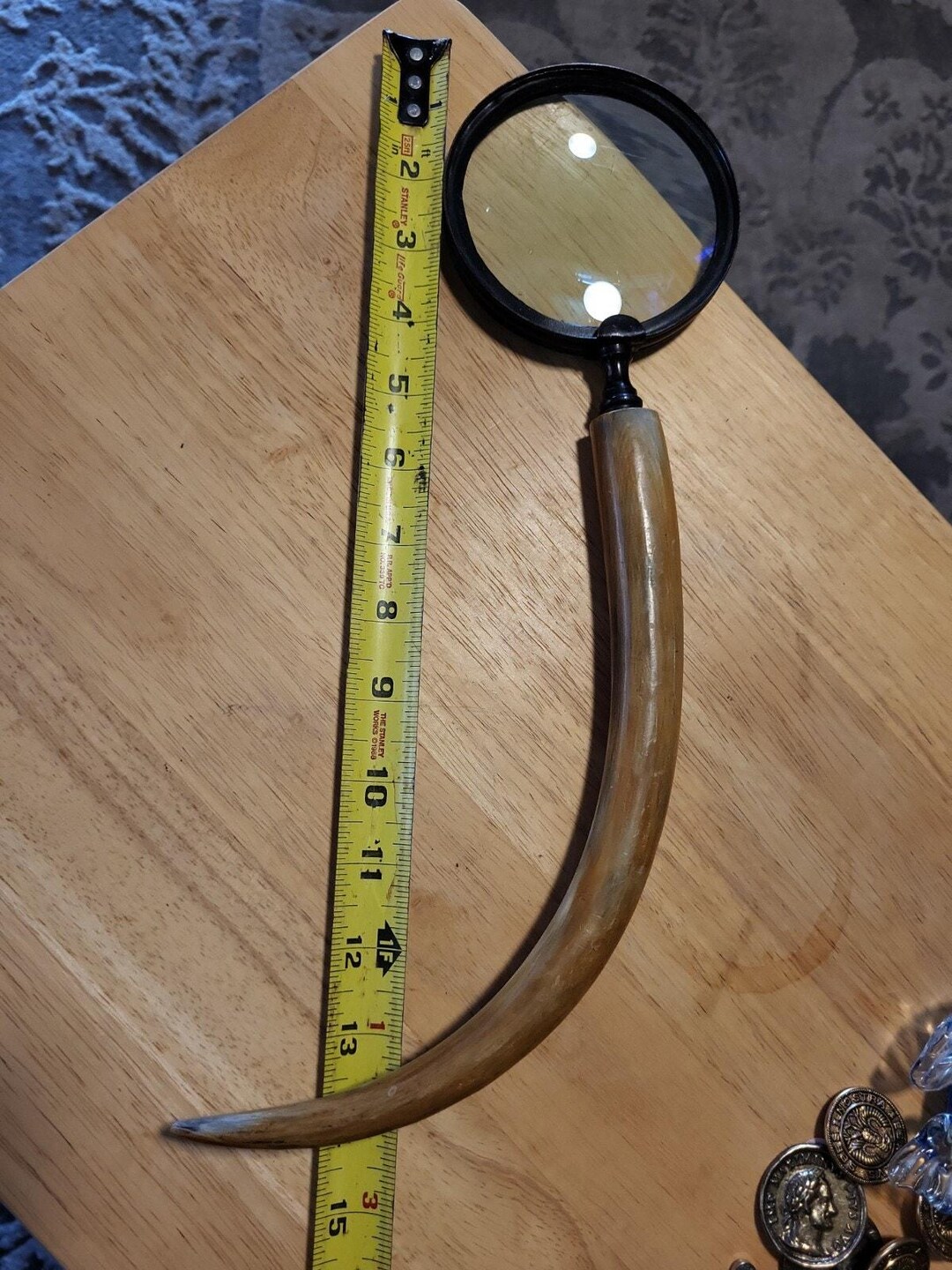 Beautiful Vintage Magnifying Glass With Curved Horn Handle Magnifier ...