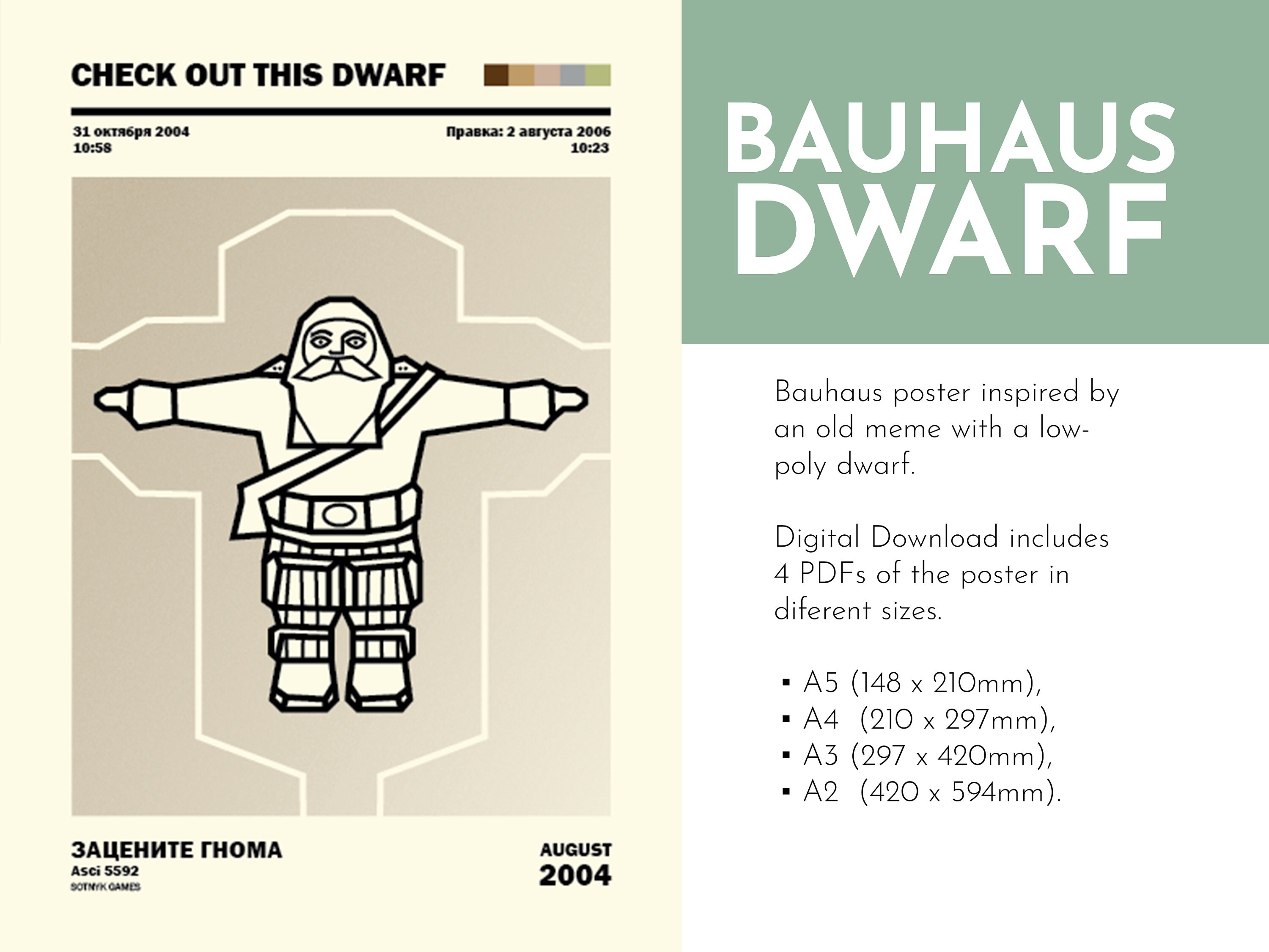 Bauhaus Dwarf, T-posing Dwarf, Dnd Meme Art, Fantasy Poster, Digital ...