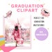 Graduation Clipart, Pink Watercolor Graduation Clipart, Pink School ...