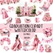 Graduation Clipart, Pink Watercolor Graduation Clipart, Pink School ...