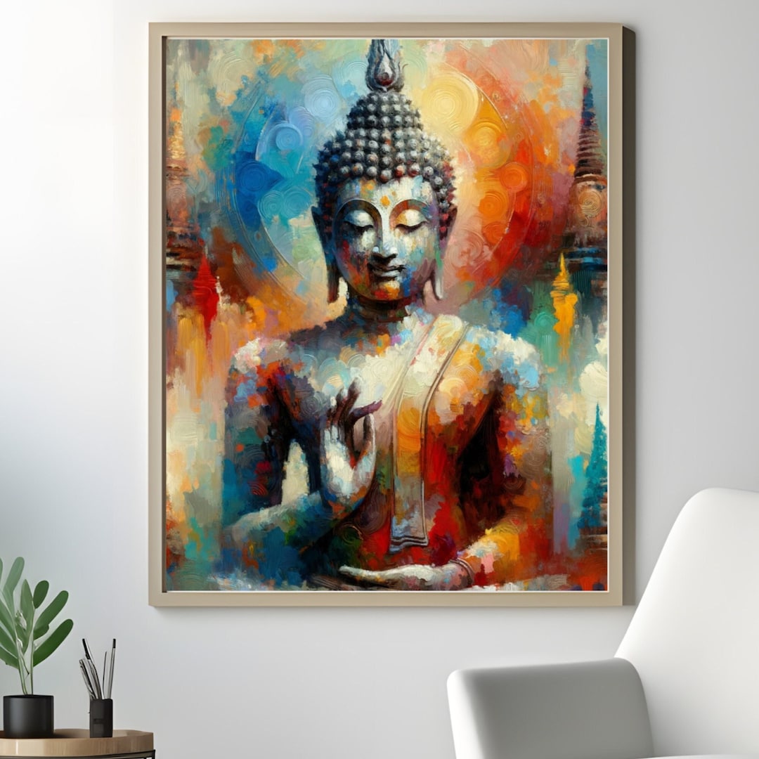 Colorful Buddha Digital Painting - Printable Abstract Meditation Art ...