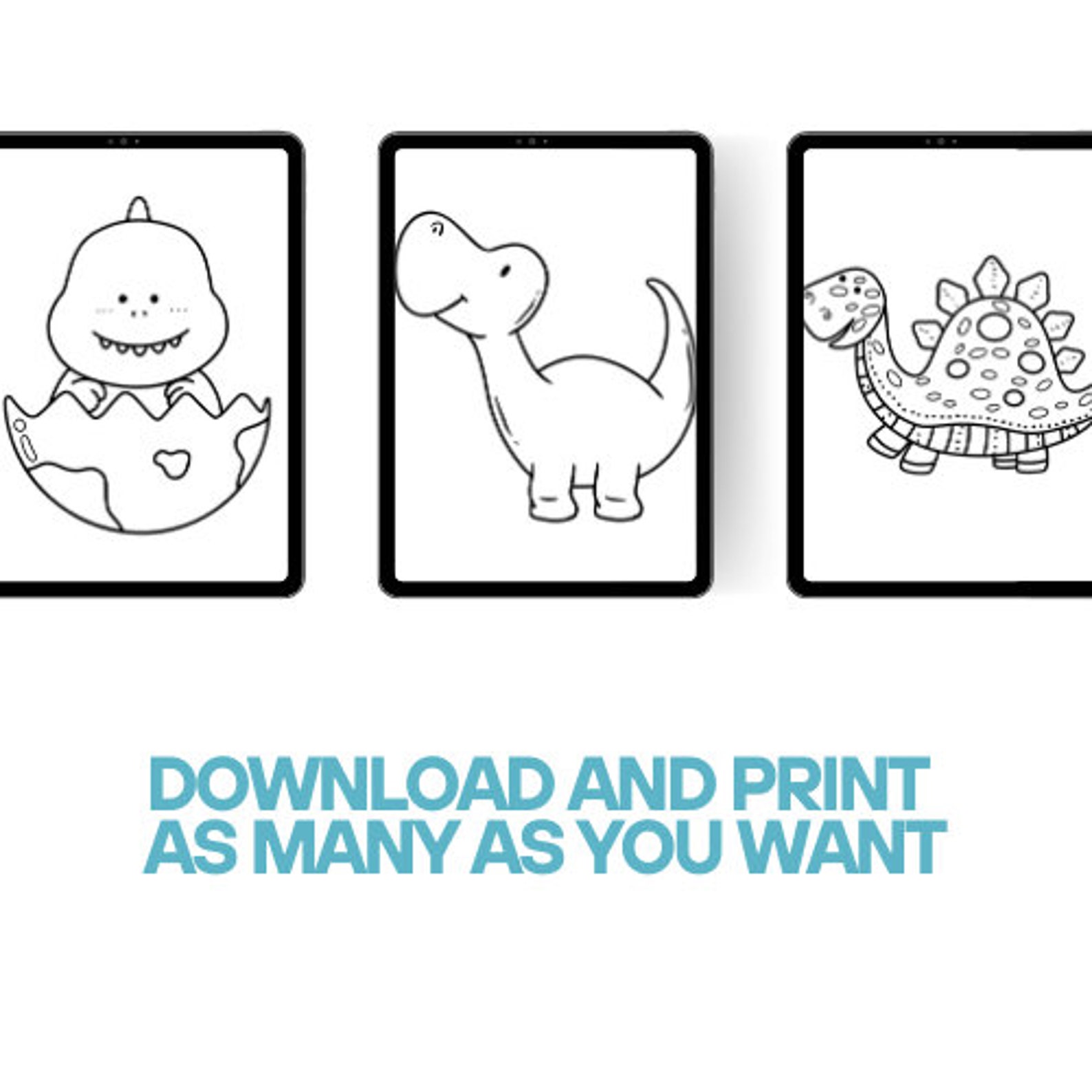 100 Dinosaurs Coloring Pages for Kids Printable Instant Download Cute ...