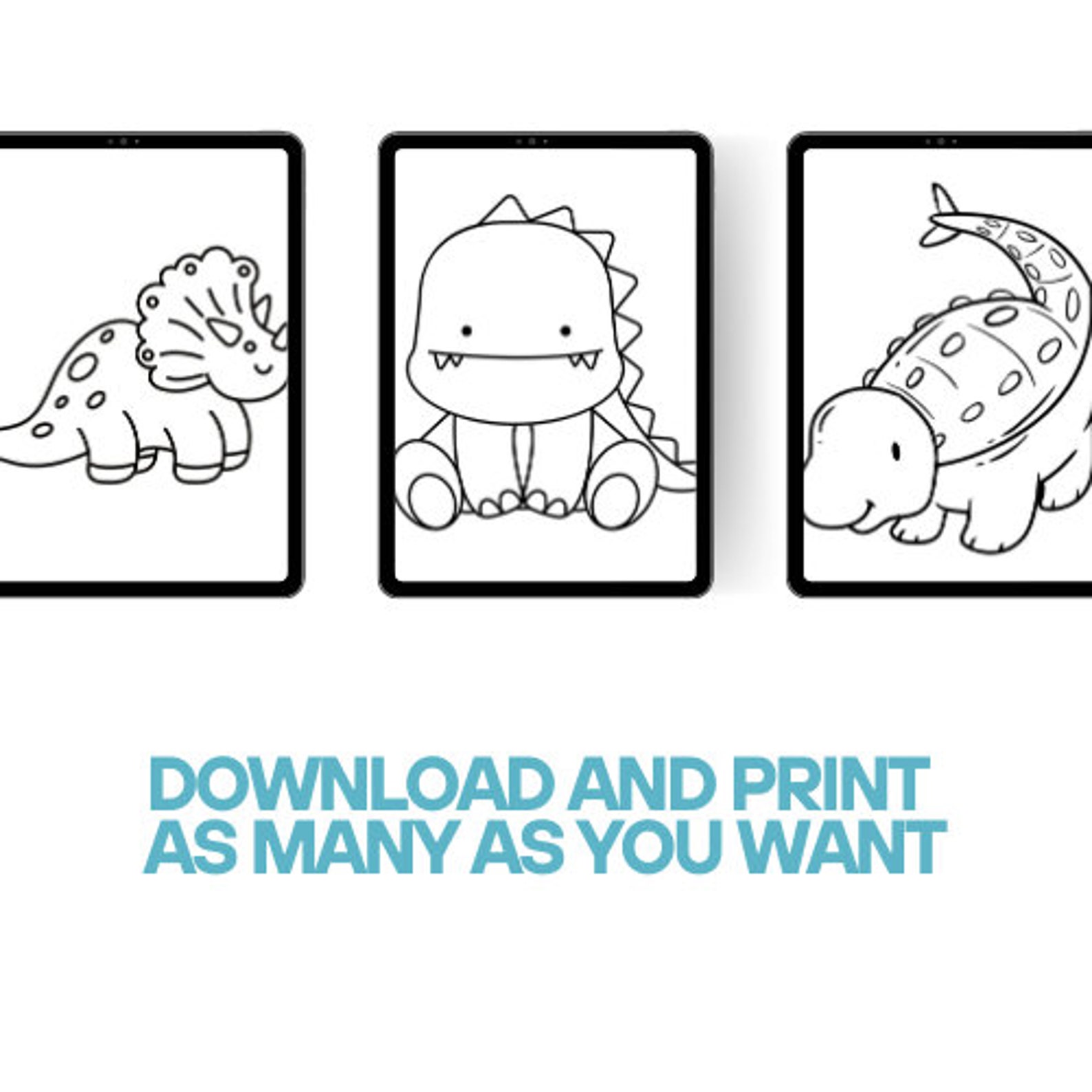 100 Dinosaurs Coloring Pages for Kids Printable Instant Download Cute ...