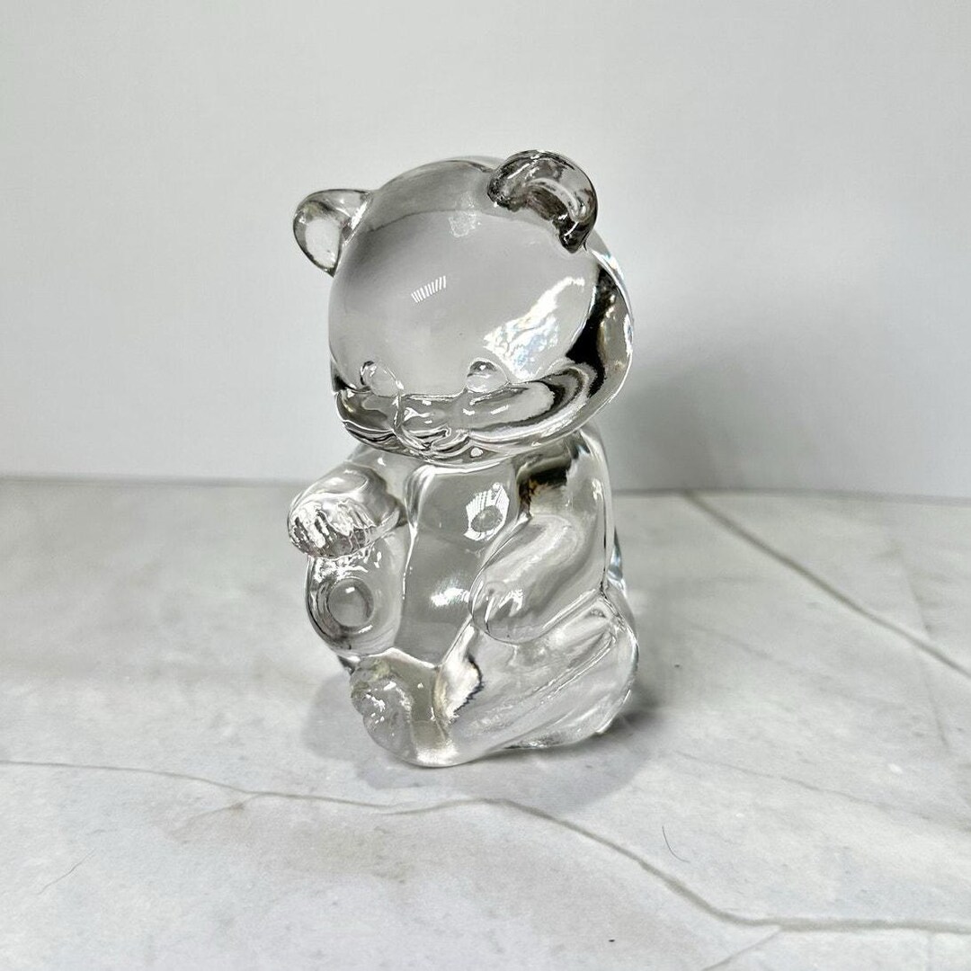 Vintage Fenton Clear Glass Teddy Bear Figurine Paperweight Collectible ...