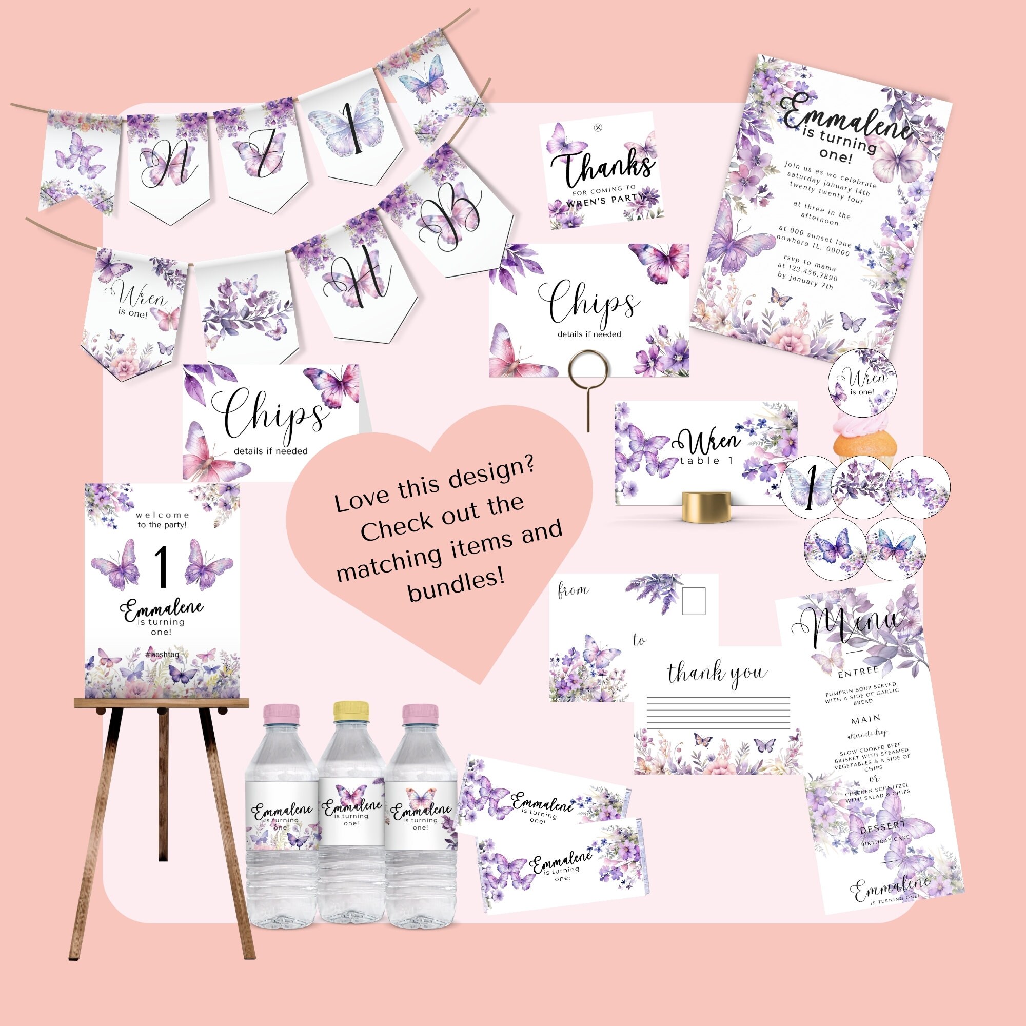 Butterfly Garden Bunting TEMPLATE | DIY | Customize Your Decor | Girls ...