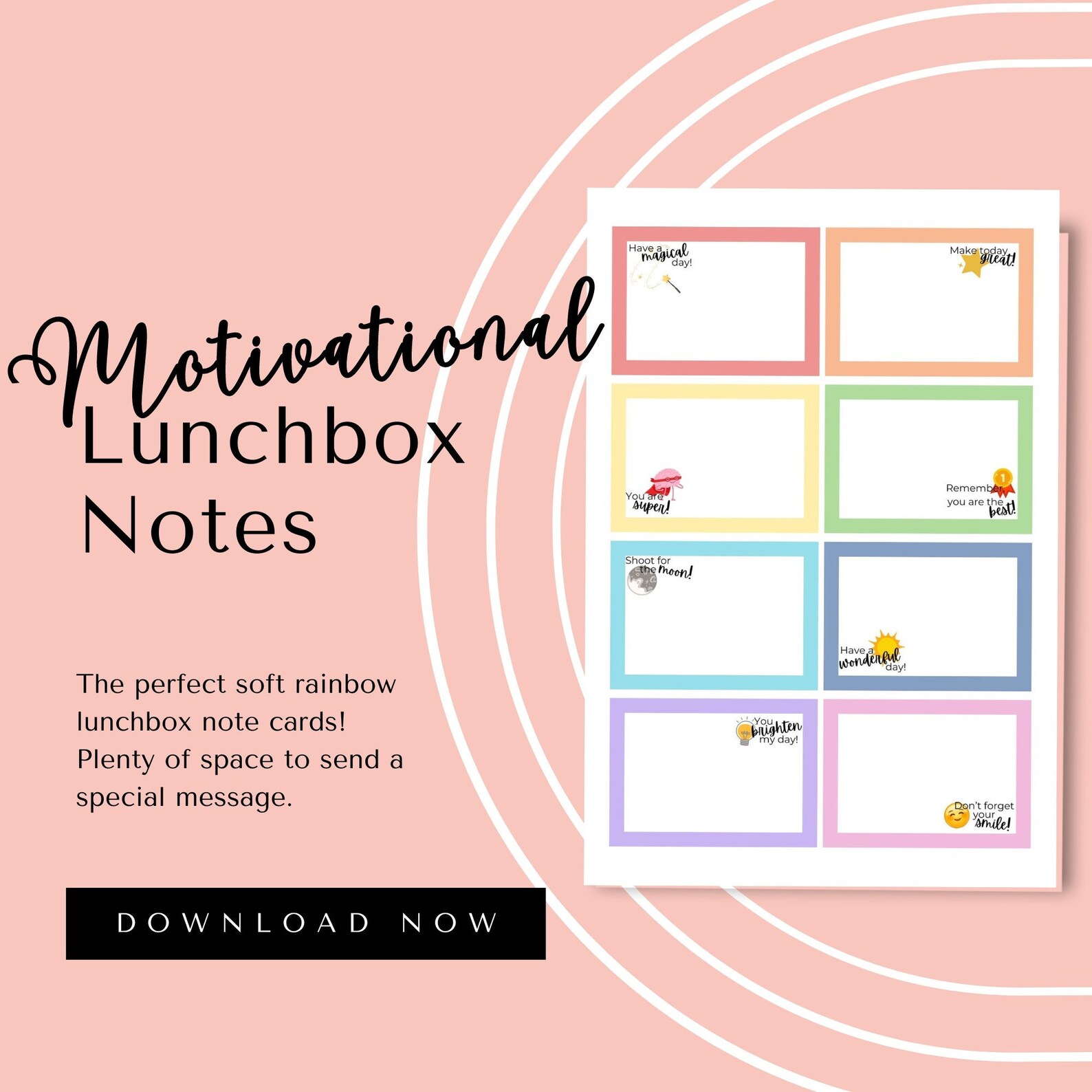 Lunchbox Cards | Rainbow | Motivational for Elementary Kids - Etsy