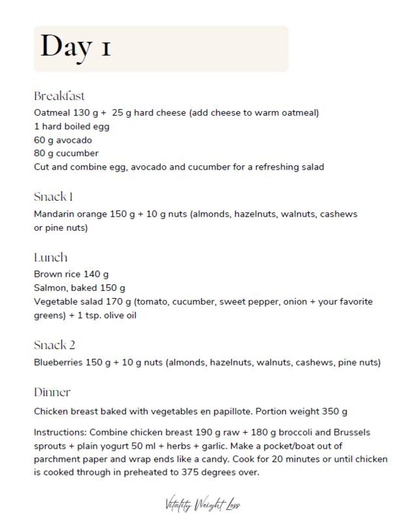 Balanced Weight Loss Meal Plan - 8 Week Program | Lose 10 Lb in 1 Month ...