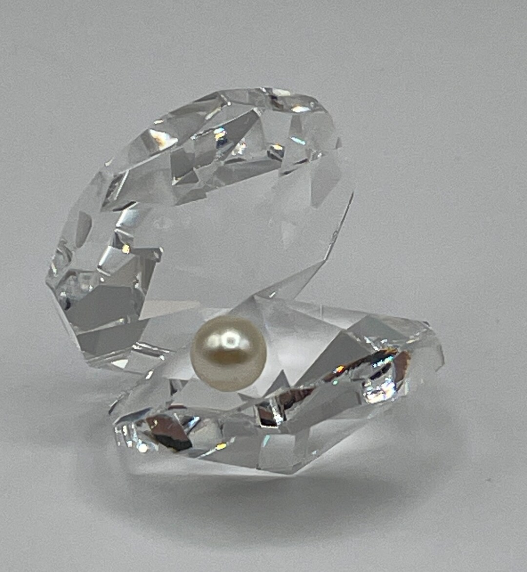 Crystal, Clam Shell, Pearl, Vintage, EXCELLENT Condition, Unmarked, the ...