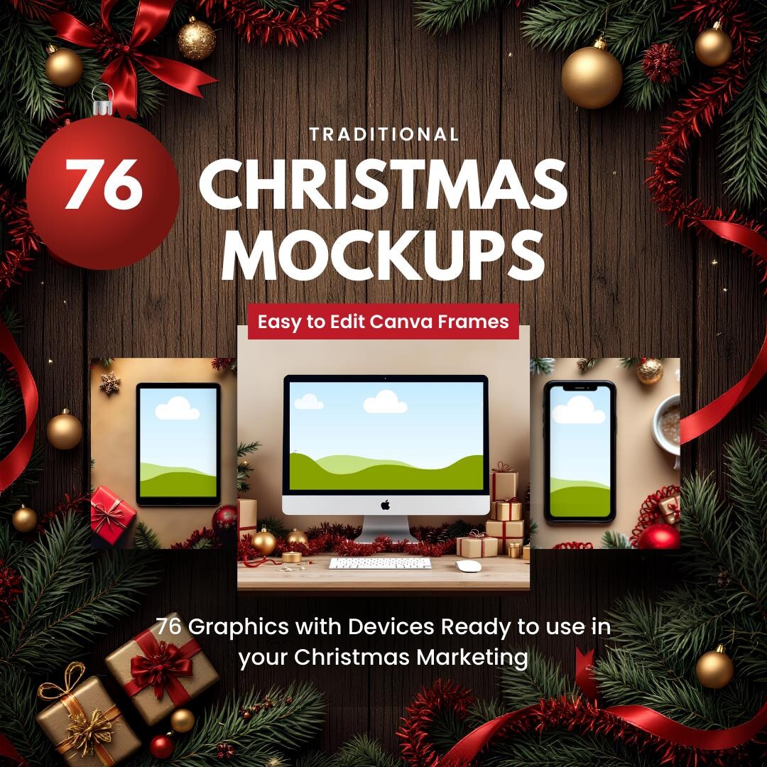 76 Traditional Christmas Mockup Bundle | Device Mockup Template for ...