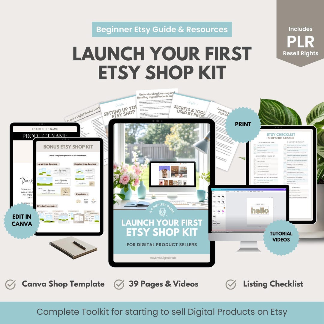 Launch Your First Etsy Shop Kit | Beginner’s Step-by-step Guide + Canva ...