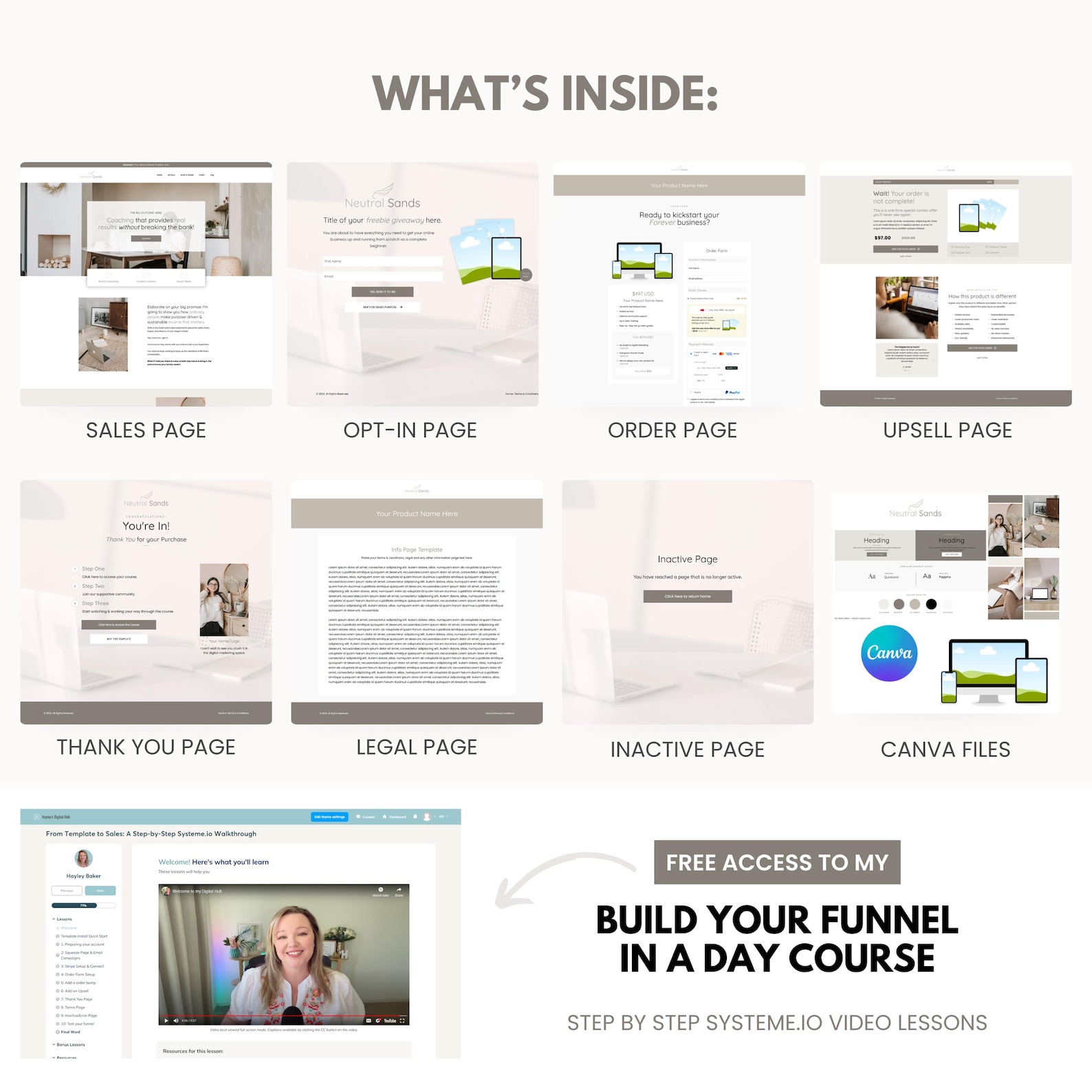 Neutral Sands - Systeme.io Funnel Template. Sales Page. Opt-in. Order ...