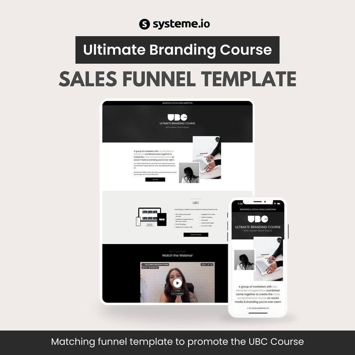 Systeme.io Funnel Template for UBC Ultimate Branding Course - Digital Marketing - MRR - Promote ...