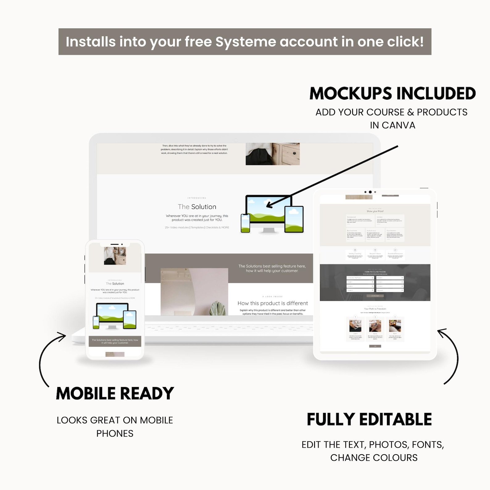 Neutral Sands - Systeme.io Funnel Template. Sales Page. Opt-in. Order ...
