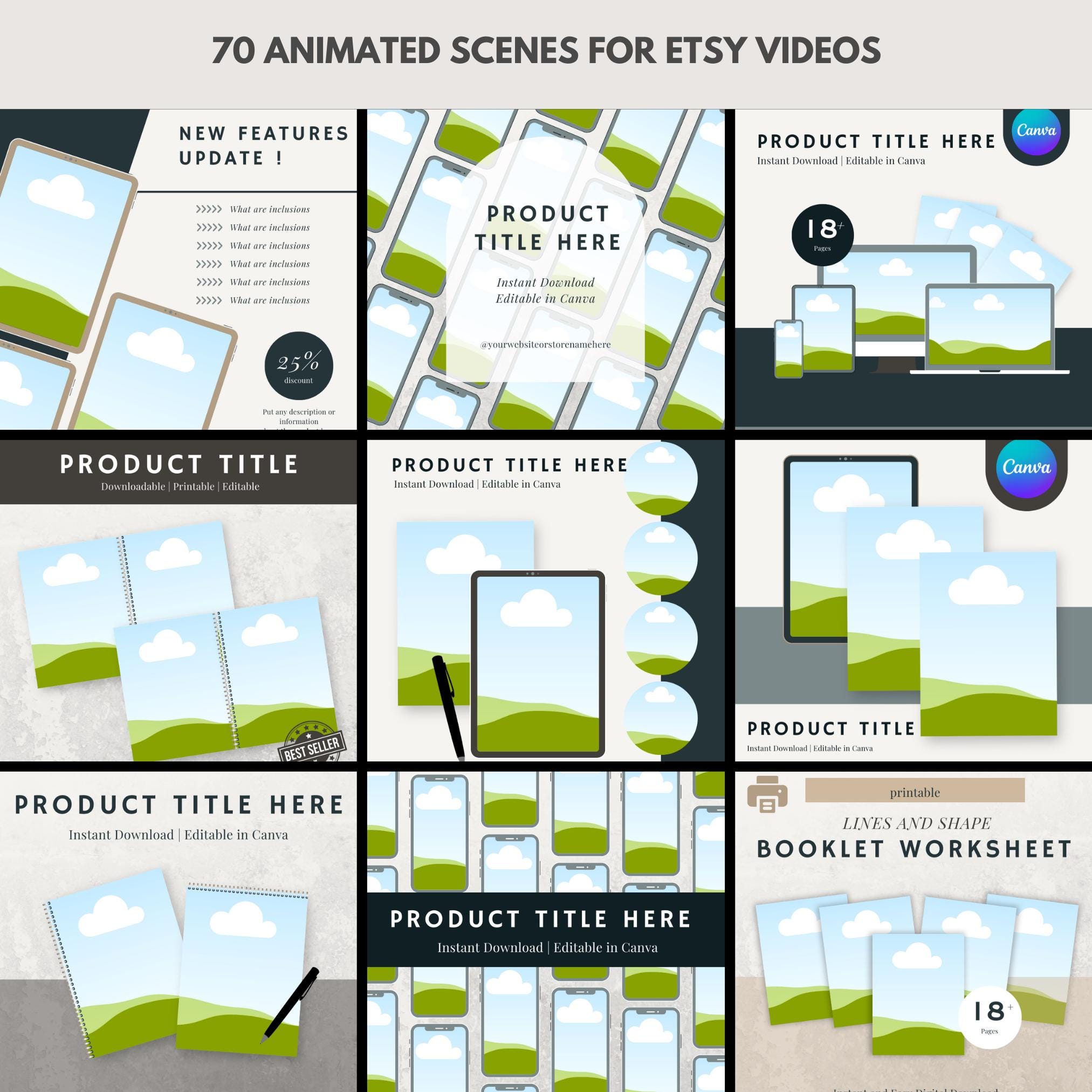 Ultimate Canva Product Mockup Bundle | Etsy Mockups, Banners & Video ...