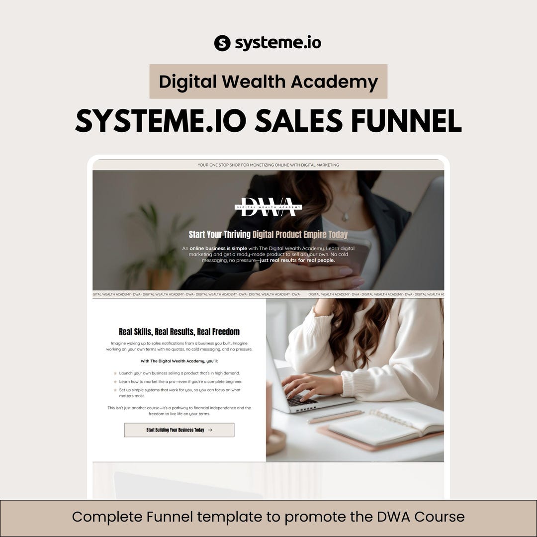 Beige DWA Systeme.io Funnel Template - Digital Wealth Academy Course ...