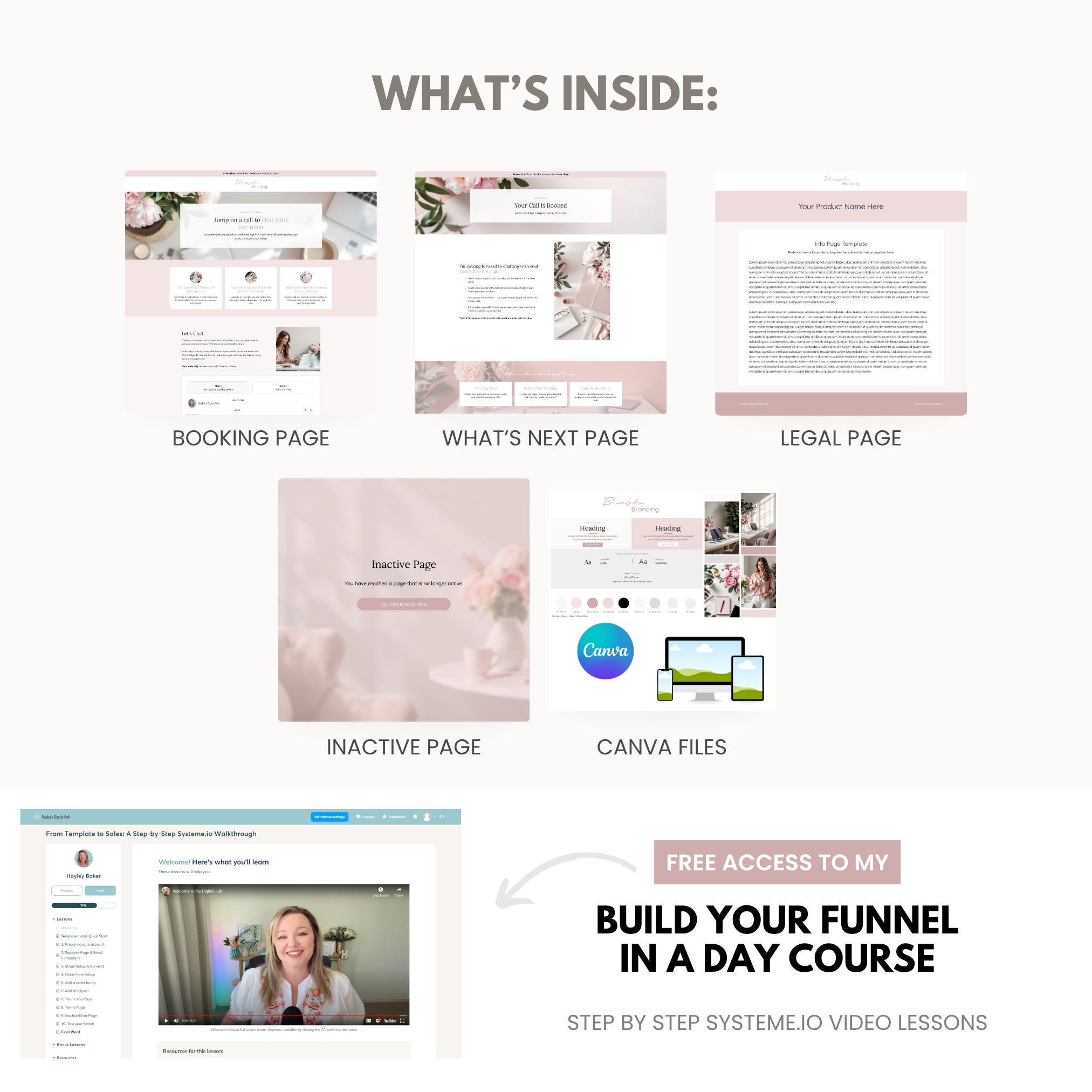 Blush Book a Call Systeme.io Funnel Template, Online Calendar, Sales ...