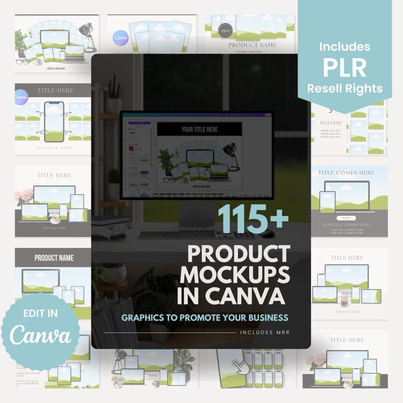 Digital Product Mockups Canva Template | MRR & PLR | Etsy, Ebook ...