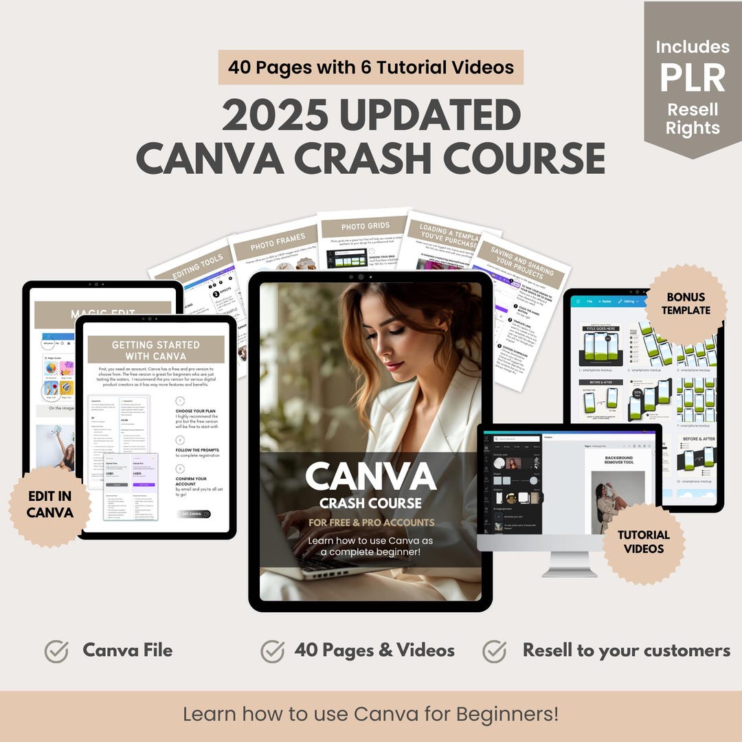 2025 Canva Crash Course | Beige Aesthetic Canva Guide With Video ...
