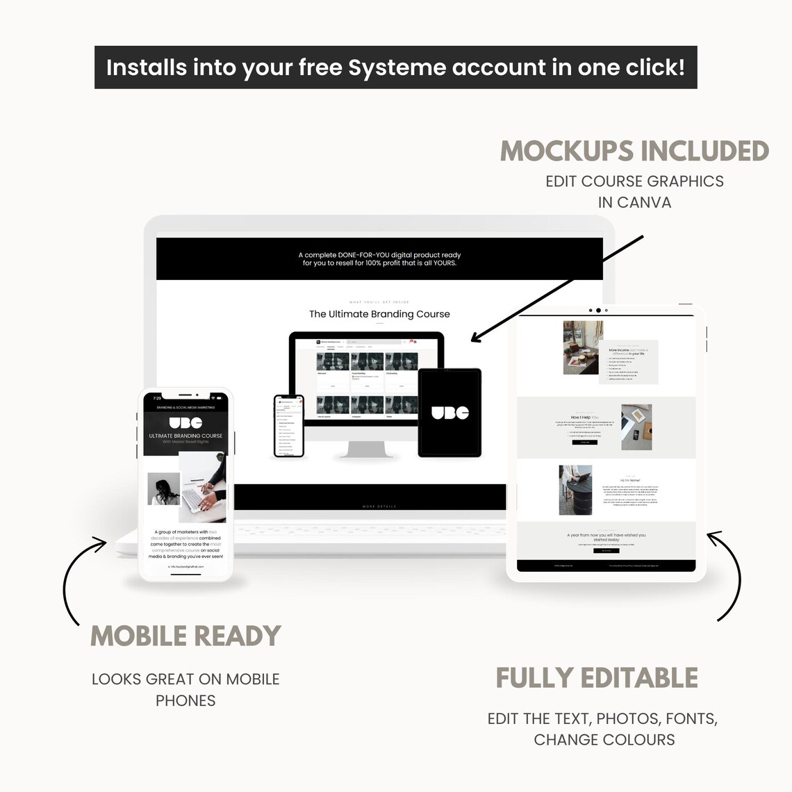 Systeme.io Funnel Template for UBC Ultimate Branding Course - Digital Marketing - MRR - Promote ...