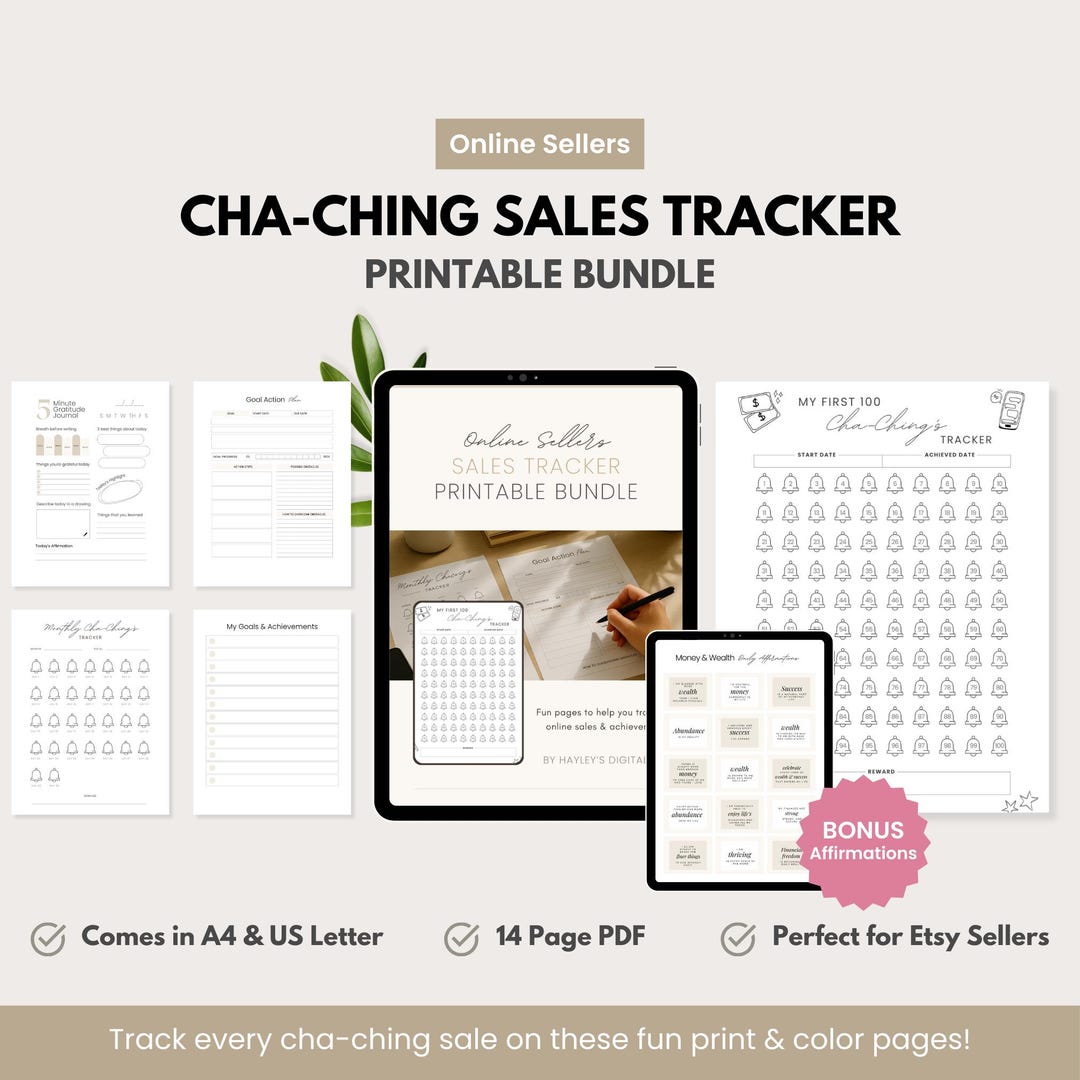 Sales Tracker for Online Sellers, 100 Sales Printable, First 100 Cha ...