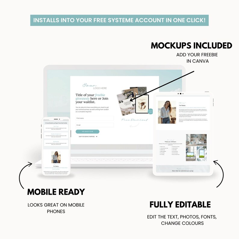 Coastal Systeme.io Lead Magnet Funnel Template. Mini Sales Page Opt in ...