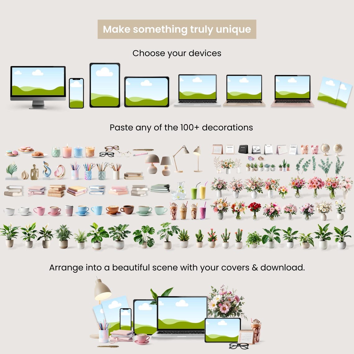Canva Mockup Scene Creator Bundle: Desk and Workspace Digital Product ...