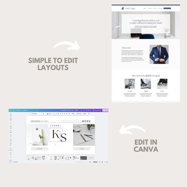 6 Canva Website Templates Bundle, PLR Resell Rights, Editable One Page ...