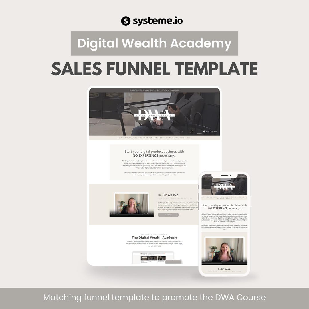 Systeme.io Funnel Template for DWA Digital Wealth Academy Course - Digital Marketing - MRR ...