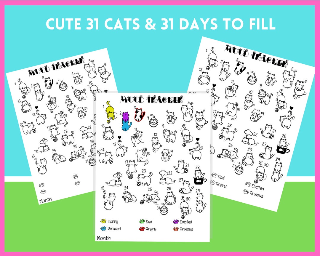Cat Mood Tracker Printable Digital Download - Etsy