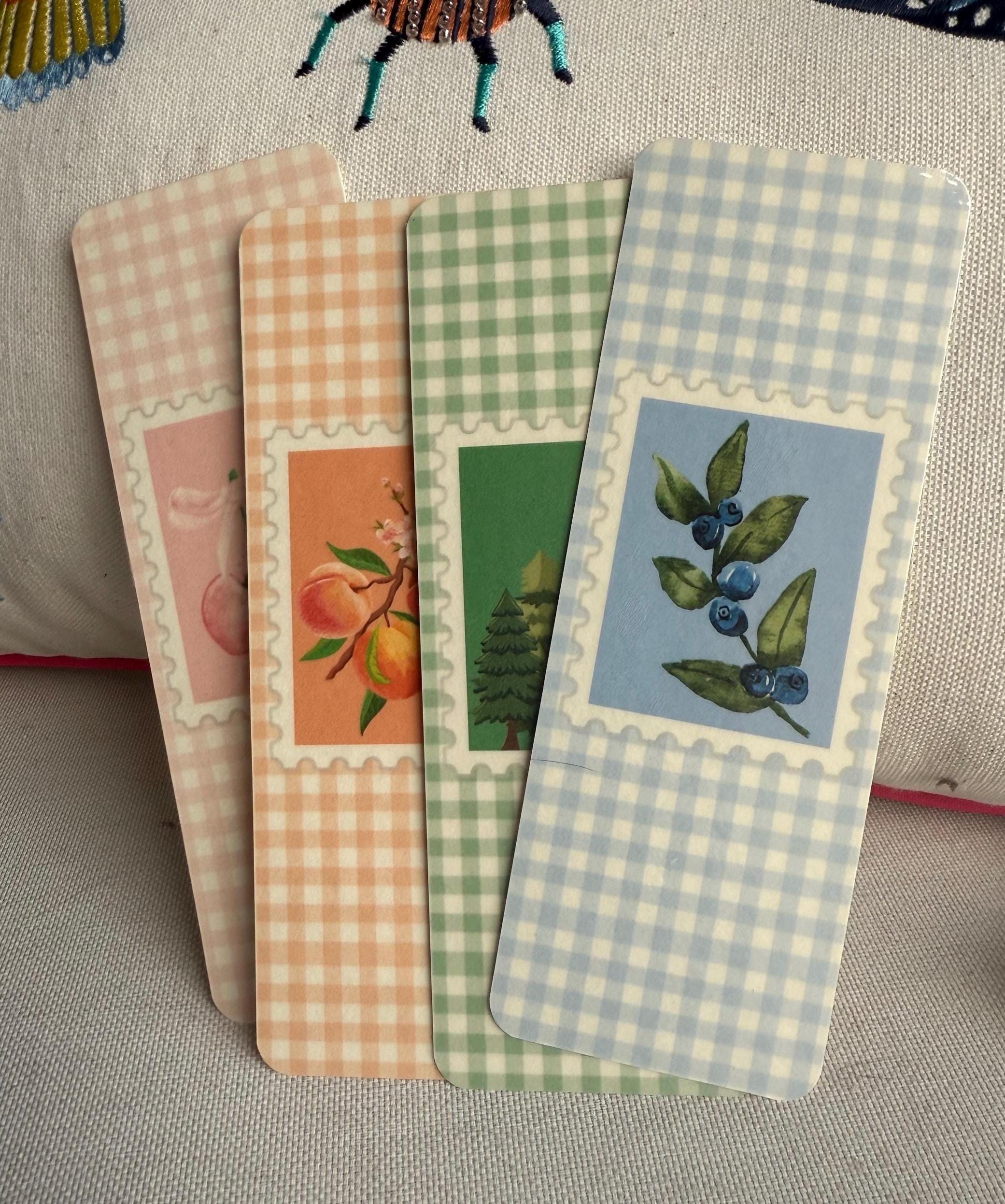 Gingham Stamp Themed Bookmark Collection Handmade Bookmarks Laminated ...