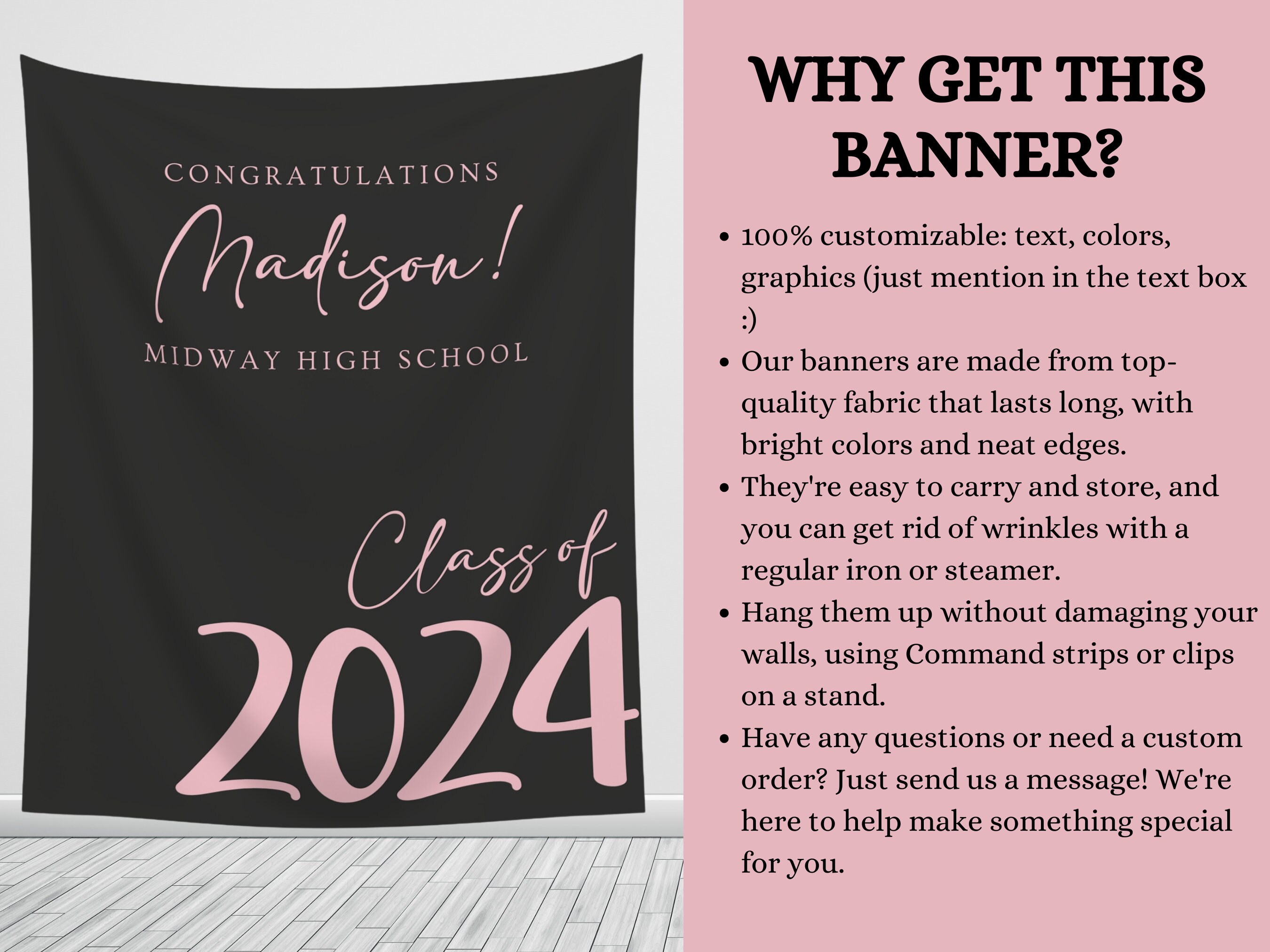 Custom Graduation Banner, Class of 2024 Graduation Backdrop, Graduation ...