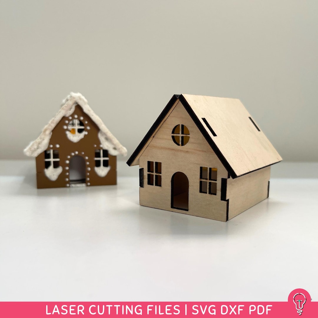 Mini Gingerbread House for Tea Lights SVG Files for Laser Cutting | DXF ...