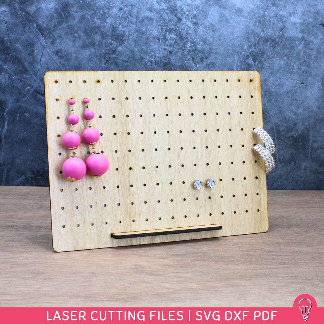 Stud Earring Holder SVG Files for Laser Cutting | DXF PDF | Jewelry ...