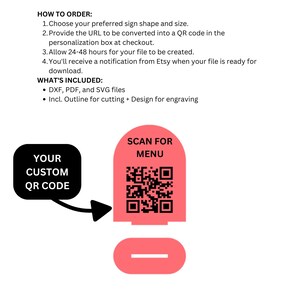 Custom QR Code Menu Sign Laser Cut File | SVG Price Tag Sign Decor ...