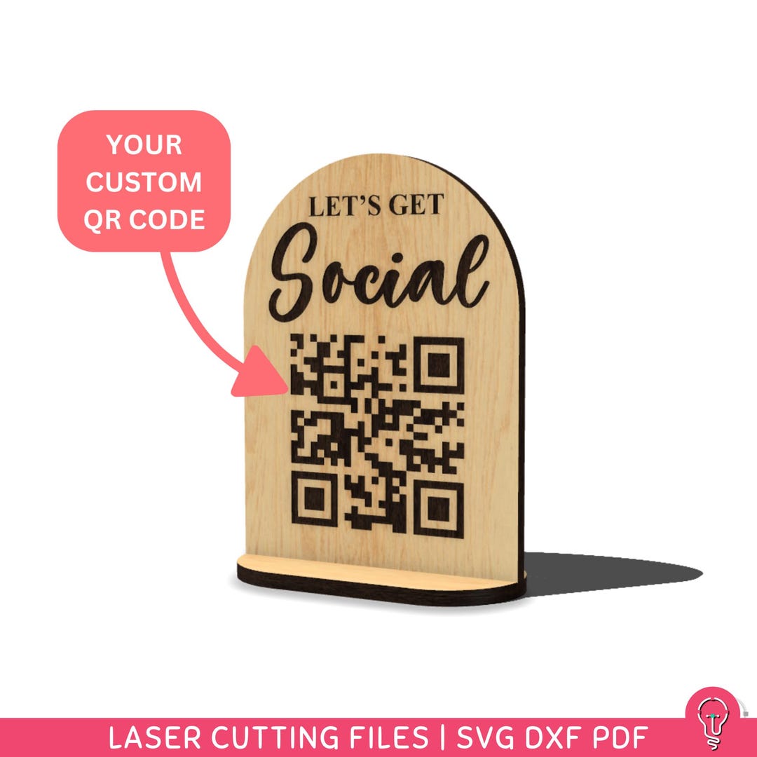 Custom QR Code Social Media Sign SVG Files for Laser Cutting | Dxf PDF ...
