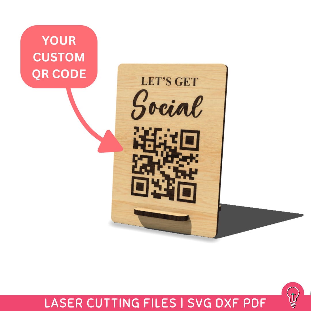 Custom QR Code Social Media Sign SVG Files for Laser Cutting | Dxf PDF ...