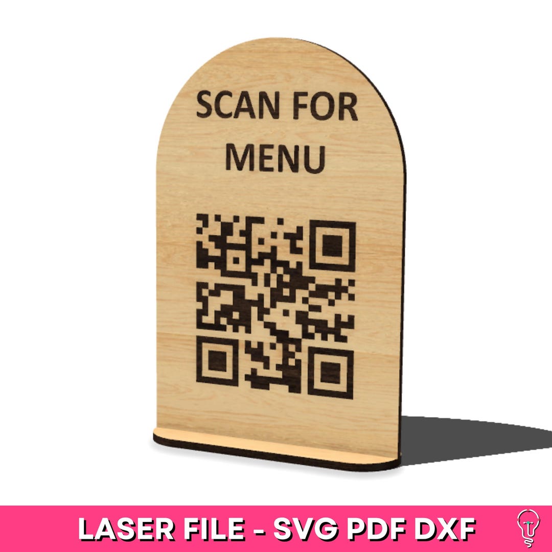 Custom QR Code Menu Sign Laser Cut File SVG Price Tag Sign Decor DXF ...