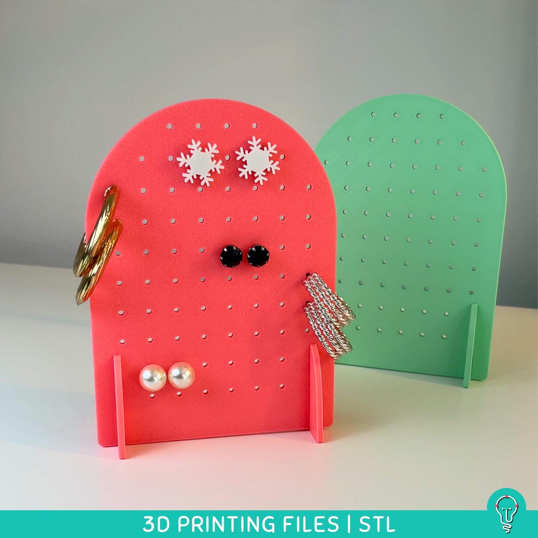 Stud Earring Holder STL Files for 3D Printing | DIY Arched Stud Earring ...