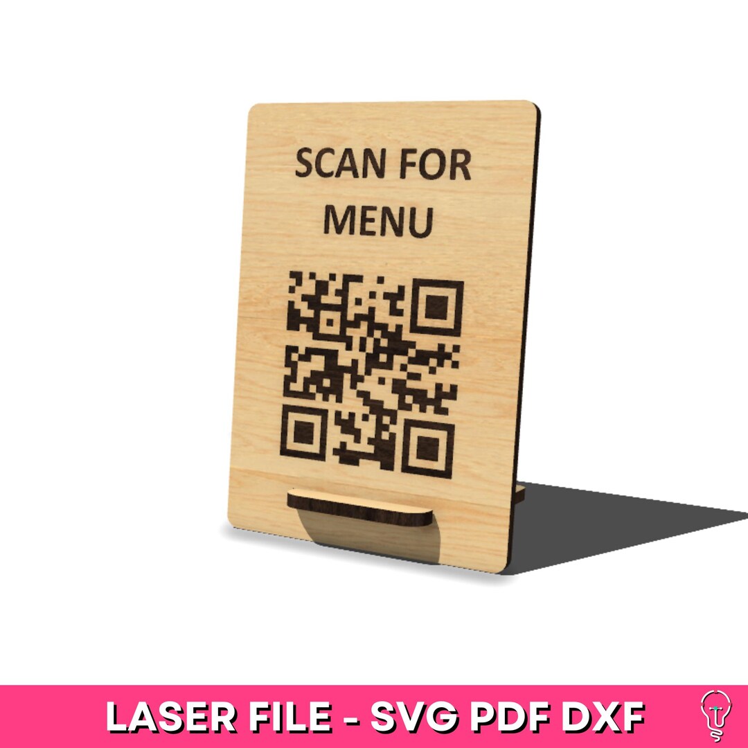 Custom QR Code Menu Sign Laser Cut File SVG Price Tag Sign Decor DXF ...