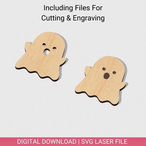 Ghost Earring Laser Cut Files SVG DXF PDF 3 Styles & 5 Sizes Glowforge ...