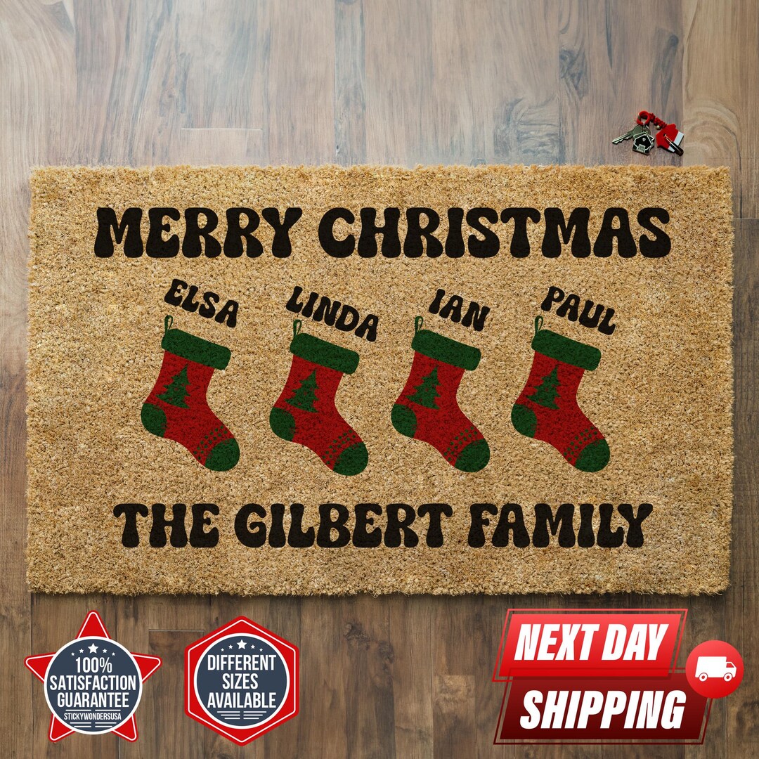 Personalized Merry Christmas Doormat, Custom Christmas Stockings ...