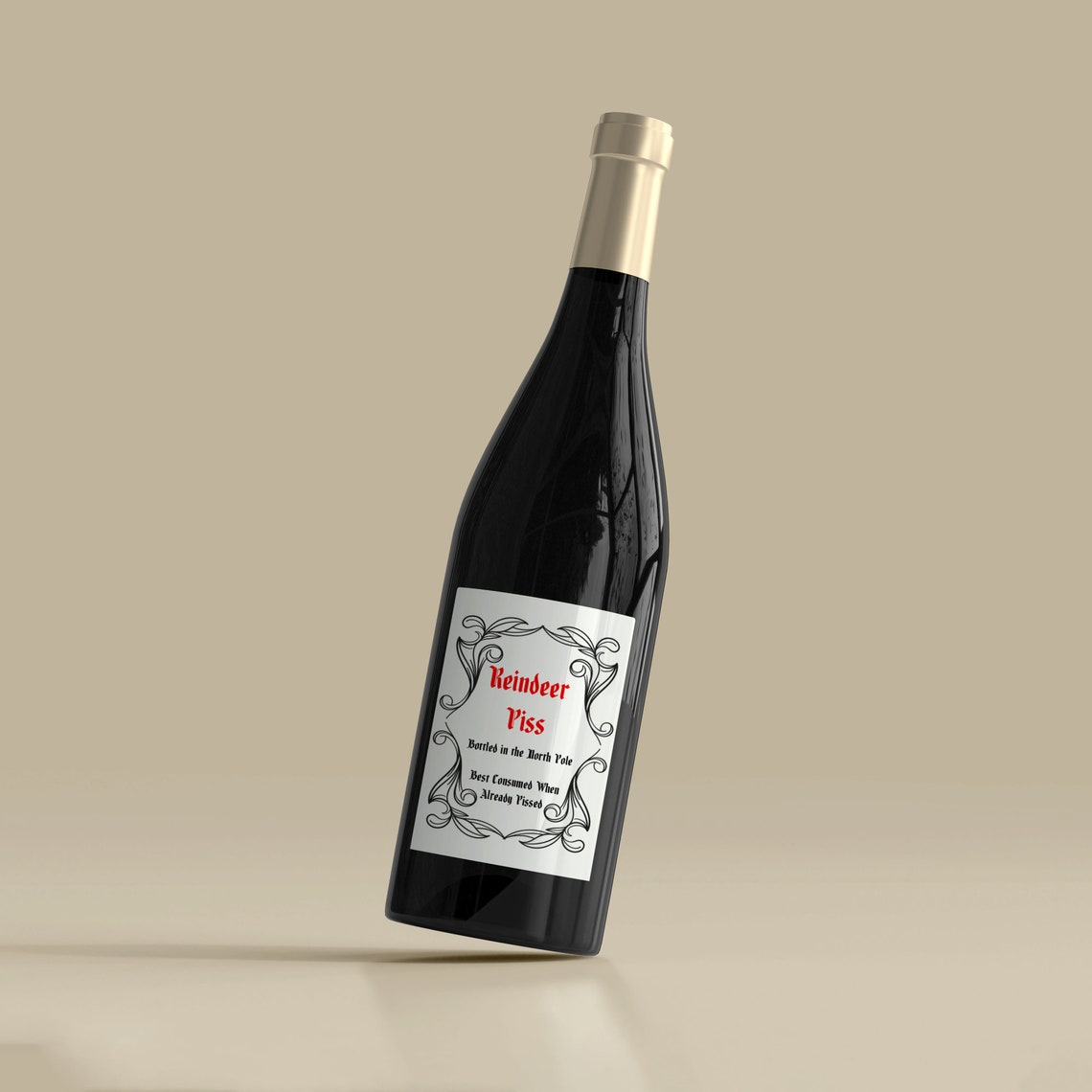 Reindeer P!ss Funny Wine Label, Christmas Wine Label, Winter Wine Label ...