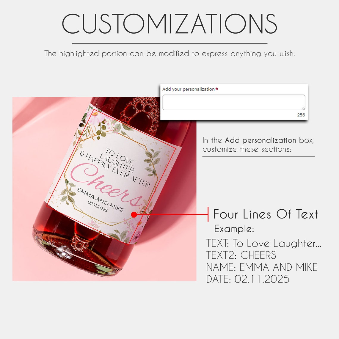 Cheers Champagne Bottle Sticker, Customized Gift, Girlfriend Gift ...