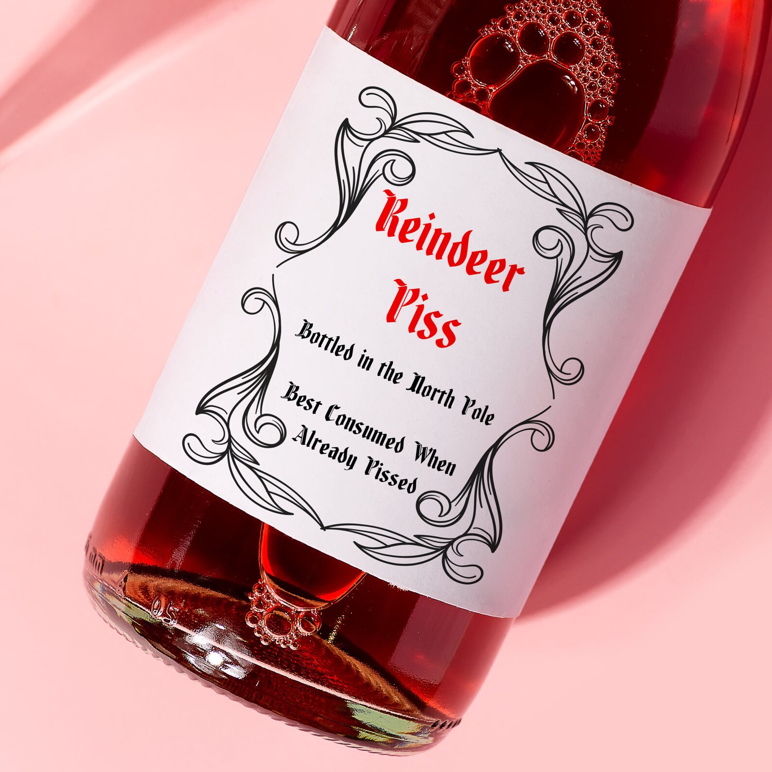 Reindeer P!ss Funny Wine Label, Christmas Wine Label, Winter Wine Label ...