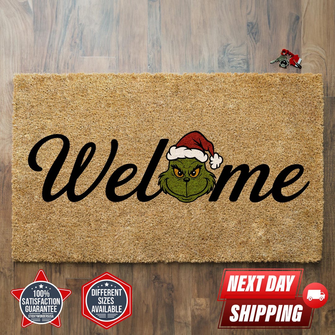Welcome Grinch Doormat, the Grinch Doormat, Christmas Doormat, Porch ...