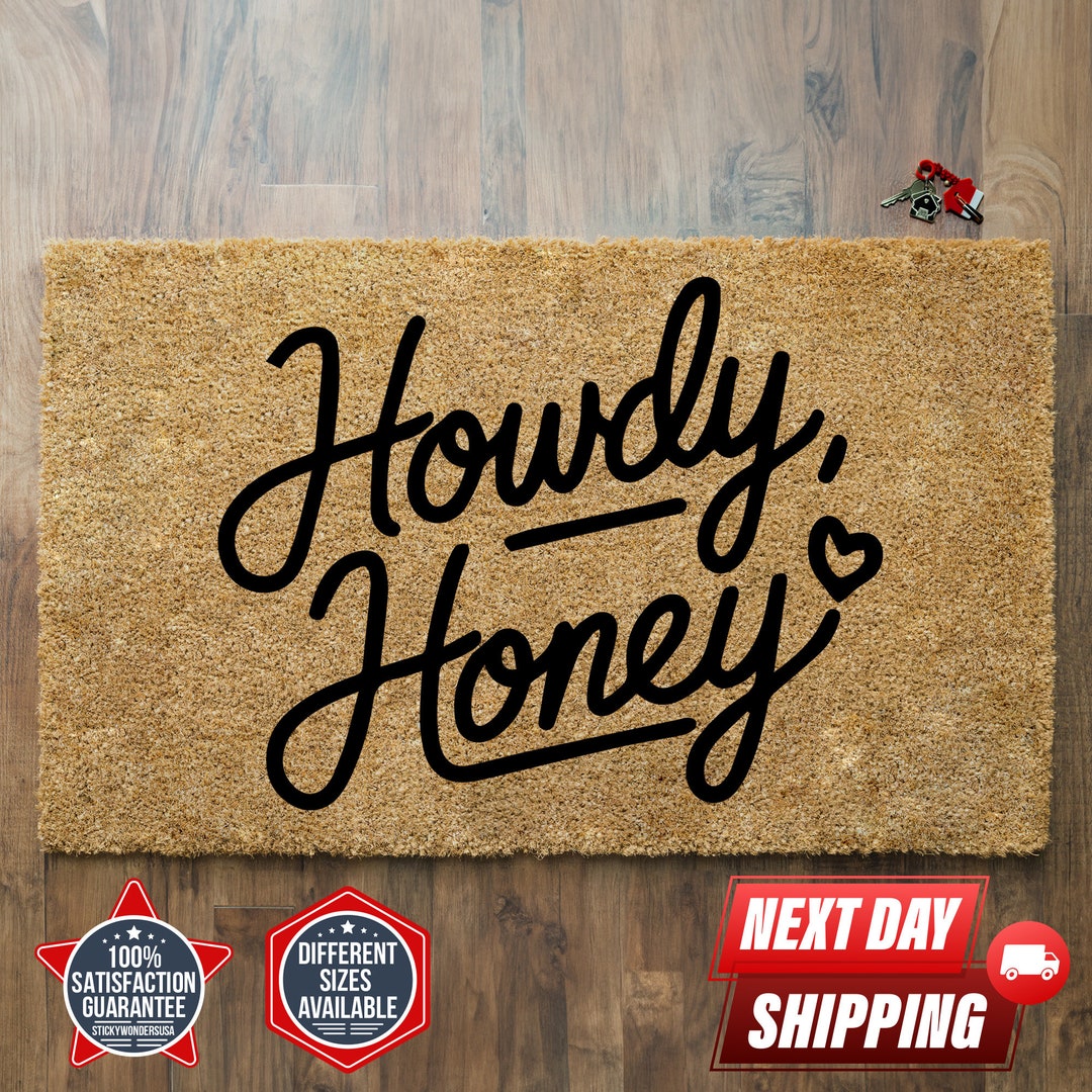 Howdy Honey Welcome Doormat, Western Welcome, Outdoor Doormat, Coir ...